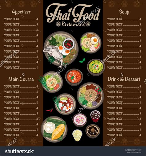 Menu Thai Food Design Template Graphic Stock Vector Royalty Free