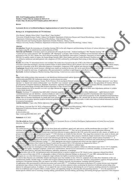 Pdf Systematic Review Of Artificial Intelligence Implementations In Central Nervous System