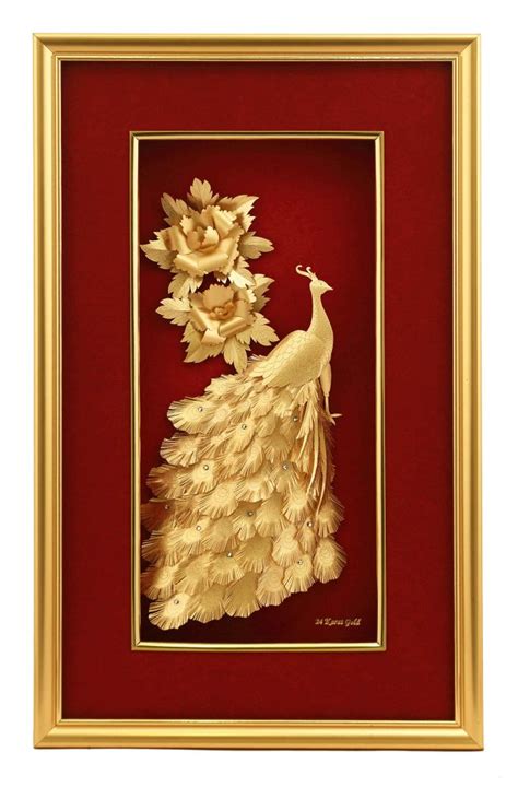24 Kt Gold Peacock Frame Home Decor