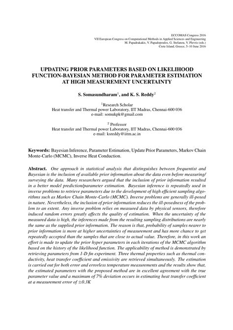 Pdf Updating Prior Parameters Based On Likelihood Function Bayesian Method For Parameter