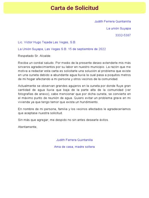 Modelo Carta Solicitud Alcalde Unamedmodelo Carta Solicitud