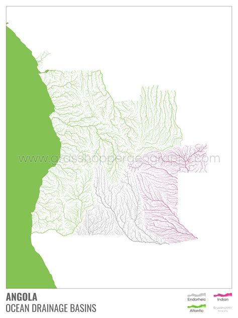 Angola Ocean Drainage Basin Map White With Legend V2 Photo Art