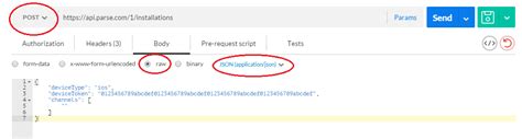 Parse Platform Error In Postman When Send Push Notification Via