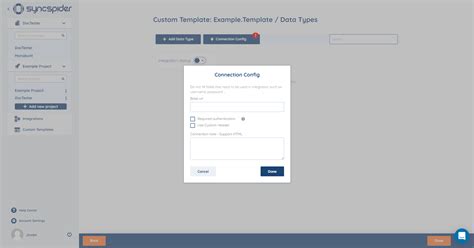 Connection Config Syncspider