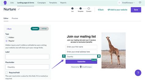 Forms Emailoctopus Knowledge Base