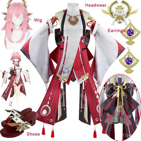 Jual Genshin Impact Yae Miko Cosplay Costume Guuji Yae Fancy Dress Full