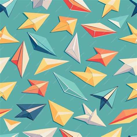 Vector Seamless Pattern With Origami Paper Airplanes Premium Ai Generated Vector