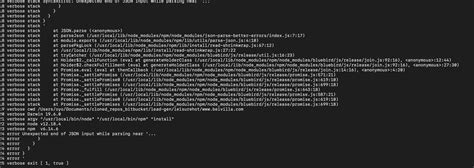 Nodejs Npm Err Unexpected End Of Json Input While Parsing Near