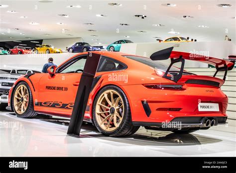 Stuttgart, Germany, Sep 2019: metallic red Porsche 911 GT3 RS 2018, 991 ...
