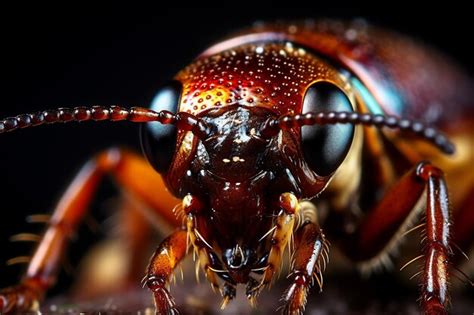 Premium Ai Image A Close Up Of A Bug On A Black Background Ai