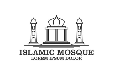Premium Vector Mosque Vector Design Line Style Islamic Dome Landmark