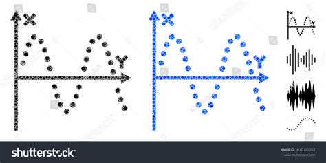 Sine Plot Mosaic Circle Elements Different Stock Vector Royalty Free