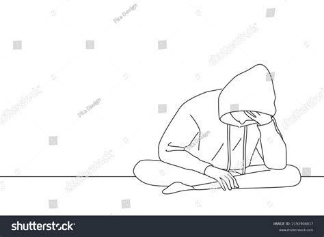 Drawing Unhappy Young Adolescent Girl Sitting Stock Vector Royalty Free 2192908817 Shutterstock