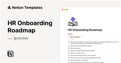 Hr Onboarding Roadmap Template By N C De Notion Marketplace