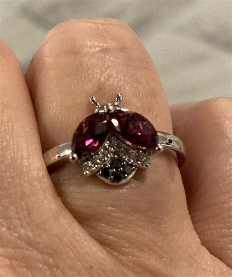 Le Vian® Raspberry Rhodolite 1 1 6 Ct T W And Diamond 1 10 Ct T W Ladybug Ring In 14k