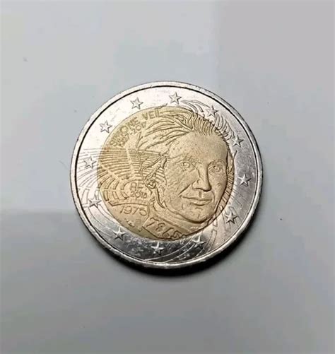 PIÈCE RARE DE 2 euros Simone Veil 1975 1927 2017 Commémorative Très
