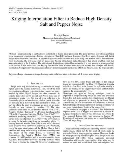 Pdf Kriging Interpolation Filter To Reduce High Density Salt And Pepper Noise Dokumentips