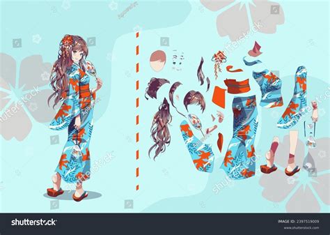 Anime Manga Girl Cartoon Characters Animation Stock Vector Royalty