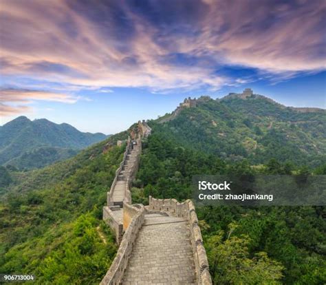 Gran Muralla China En La Sección De Jinshanling Paisaje Al Atardecer