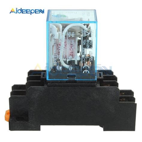 Dc 12v Power Relay Ly2nj Socket Base 220v Ac Coil Miniature Relay Dpdt 8 Pins 10a 240vac Ly2