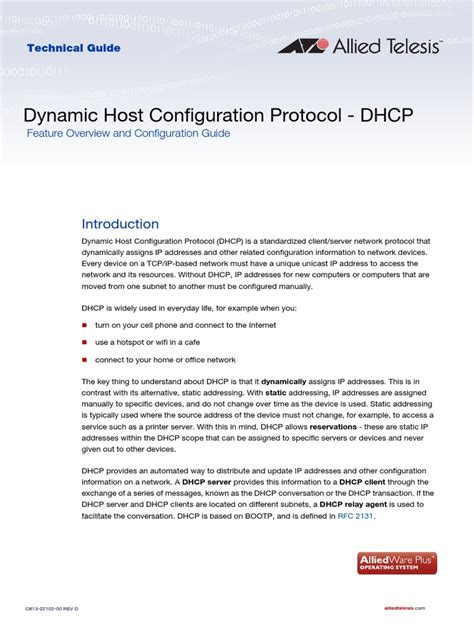 Dynamic Host Configuration Protocol Dhcp Feature Overview And