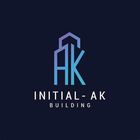 벡터 고급 건물 초기 문자 A 및 K 건물그라디언트 색상 로고 템플릿 포함 프리미엄 벡터