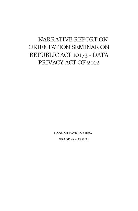 Narrative Report Narrative Report On Orientation Seminar On Republic