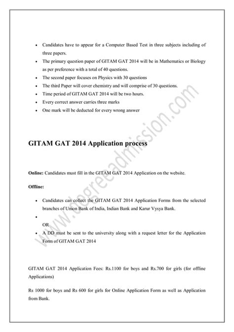 Gitam University Entrance Exam 2014 Notification Pdf Educational Assessment Education