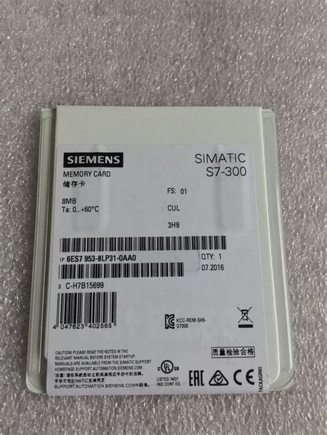 Simatic S7 Micro Memory Card 8 Mbyte 6es7 953 8lp31 0aa0 Kaufen