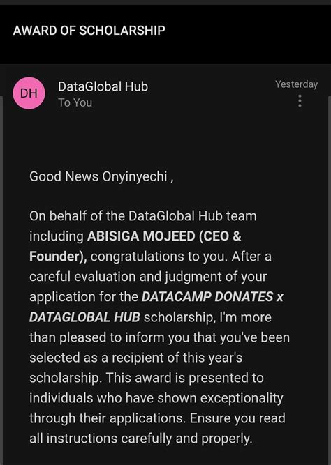 Datacamp Dataglobalhub Scholarship Dataanalytics Learningjourney Gratitude Onyinyechi