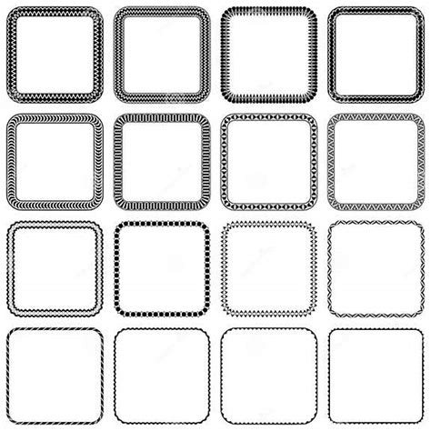 Set Of Square Black Frames With Rounded Corners Stock Illustration