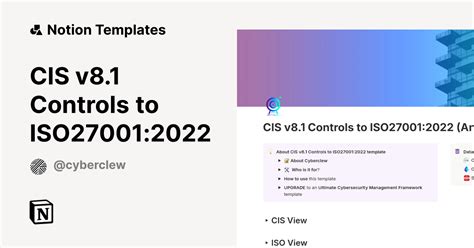 Cis V8 1 Controls To Iso27001 2022 Template Notion Marketplace