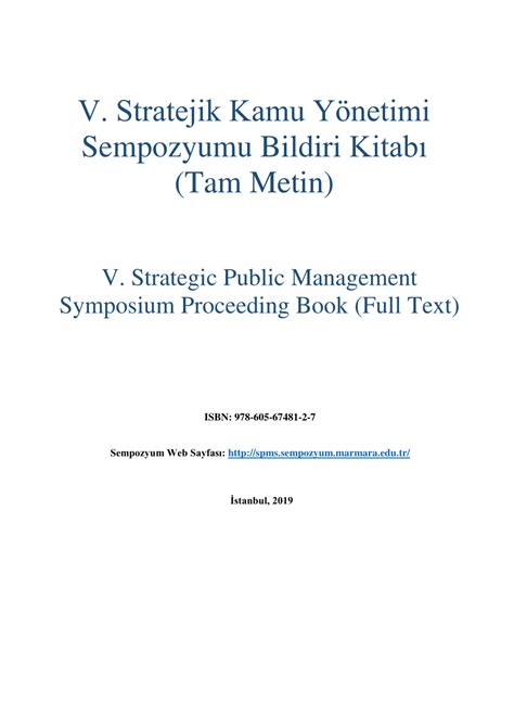 Pdf V Stratejik Kamu Yönetimi Sempozyumu Bildiri Kitabı Tam Metin