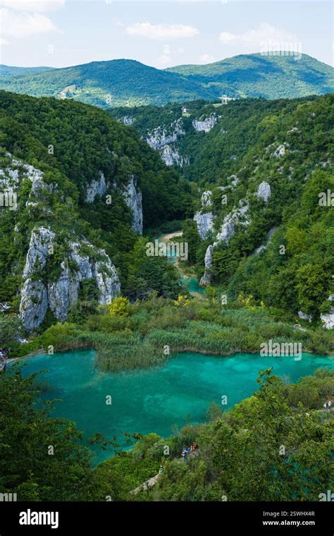 Large Lakes And Hiking Trails In Plitvice Lakes National Park Croatia