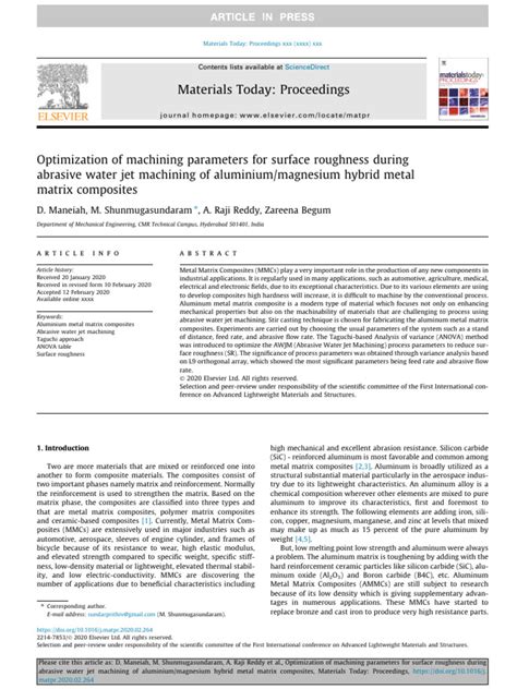 Optimization Of Machining Parameters For Surface Roughness Mmc
