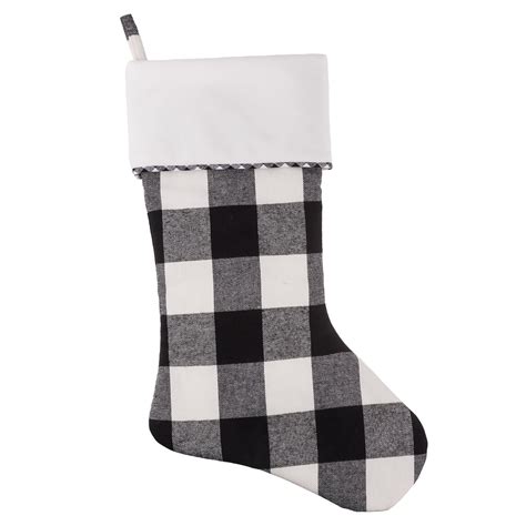 Black And White Buffalo Check Hangright Christmas Stocking Haute Decor