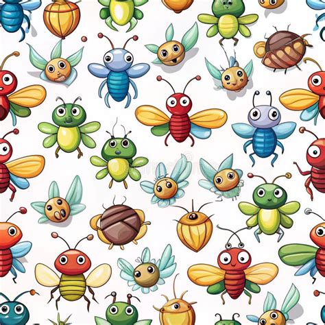 Cute Cartoon Insect Pattern Stock Illustrations 25029 Cute Cartoon