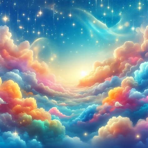 Sky Background With Shiny Fluffy Clouds Premium Ai Generated Image