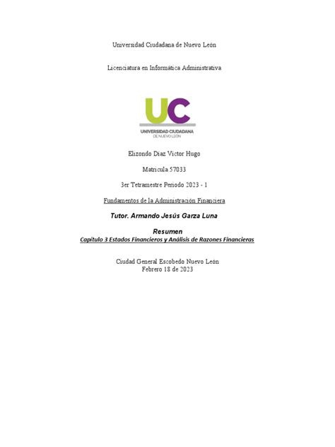 Capítulo 3 Estados Financieros Y Análisis De Razones Financieras Pdf
