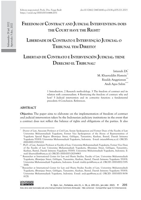 Pdf Freedom Of Contract And Judicial Intervention Does The Court Have The Right