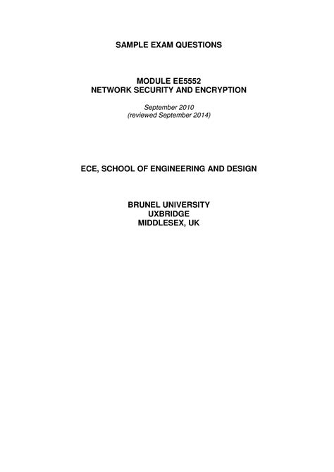 Samples Ns 10 11 Wk1r Exam Questions Sample Sample Exam Questions Module Ee Network Security