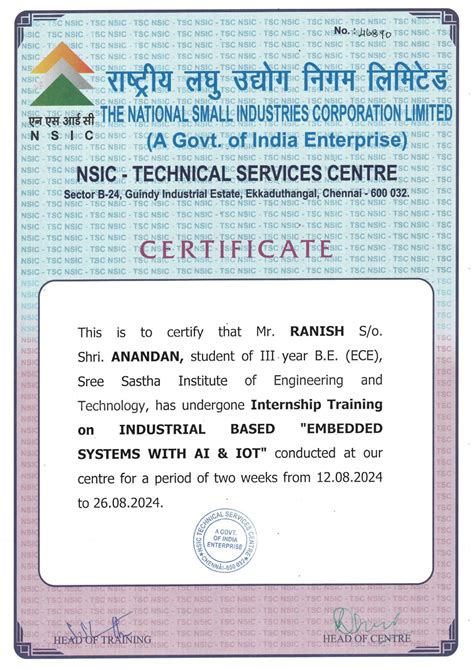 Ranish A On Linkedin Internship Al Iot Embedded Nsic Engineering