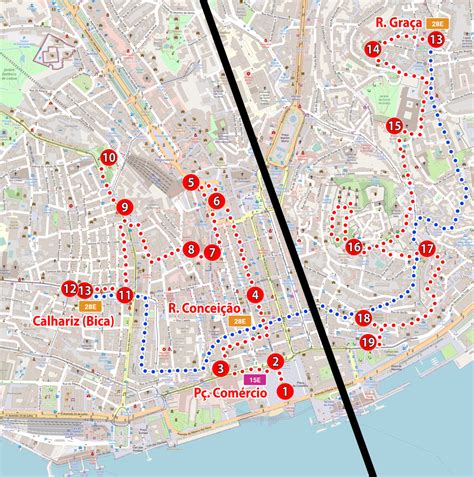 Лисабон Най популярни атракции карта план за разглеждане на забележителности паметници
