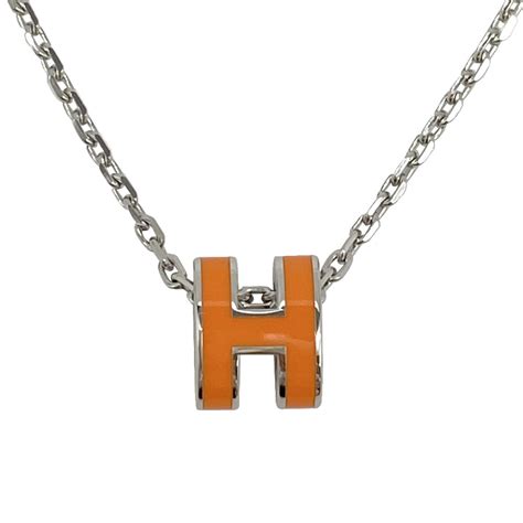 楽天市場ラッピング無料 エルメス HERMES H チャーム ポップアッシュ ポップH ミニ チェーン ネックレス ペンダント トップ