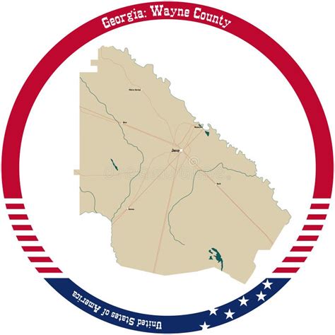 Map Of Wayne County In Georgia Usa Stock Vector Illustration Of Sign Jesup 373631246