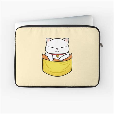 White Chubby Cat Pocket Kitty Laptop Sleeve For Sale By Takeda Art