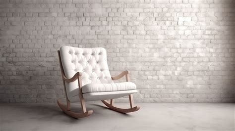 벽돌 벽에 3d 렌더링 우아한 흰색 덮개를 씌운 흔들의자 나무 의자 의자 흔들 의자 배경 일러스트 및 사진 무료 다운로드