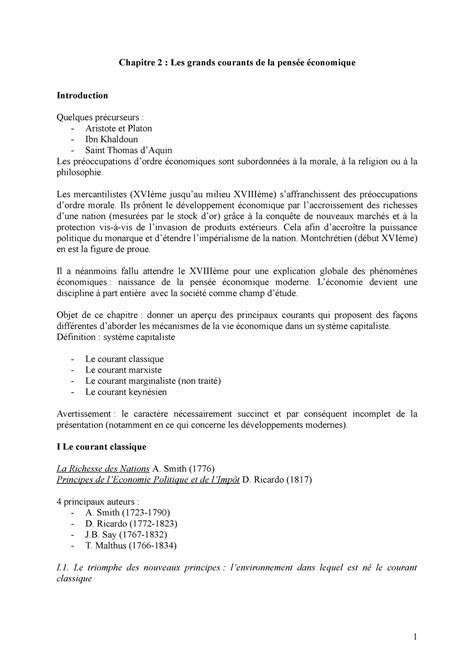 Chapitre 2 Prof Ipe Chapitre 2 Les Grands Courants De La Pensée
