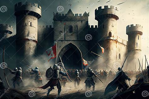 A Storming Of A Medieval Fortress By A Legion Of Soldiers Armed With