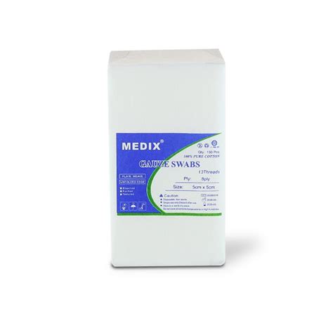 Buy Medix Gauze Swabs Non Sterile 5 Cm X 5 Cm 8 Ply 100 S Online In Uae